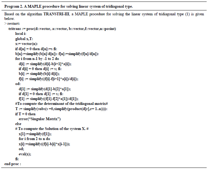 Algorithms For Solving Linear Systems Of Equations Of Tridiagonal Type Via Transformations
