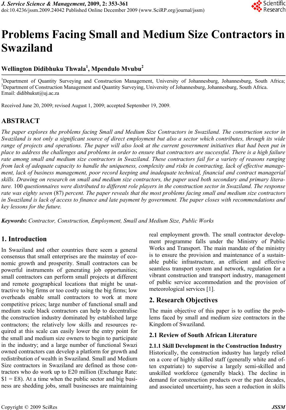 Problems Facing Small And Medium Size Contractors In Swaziland problems-facing-small-and-medium-size-contractors-in-swaziland