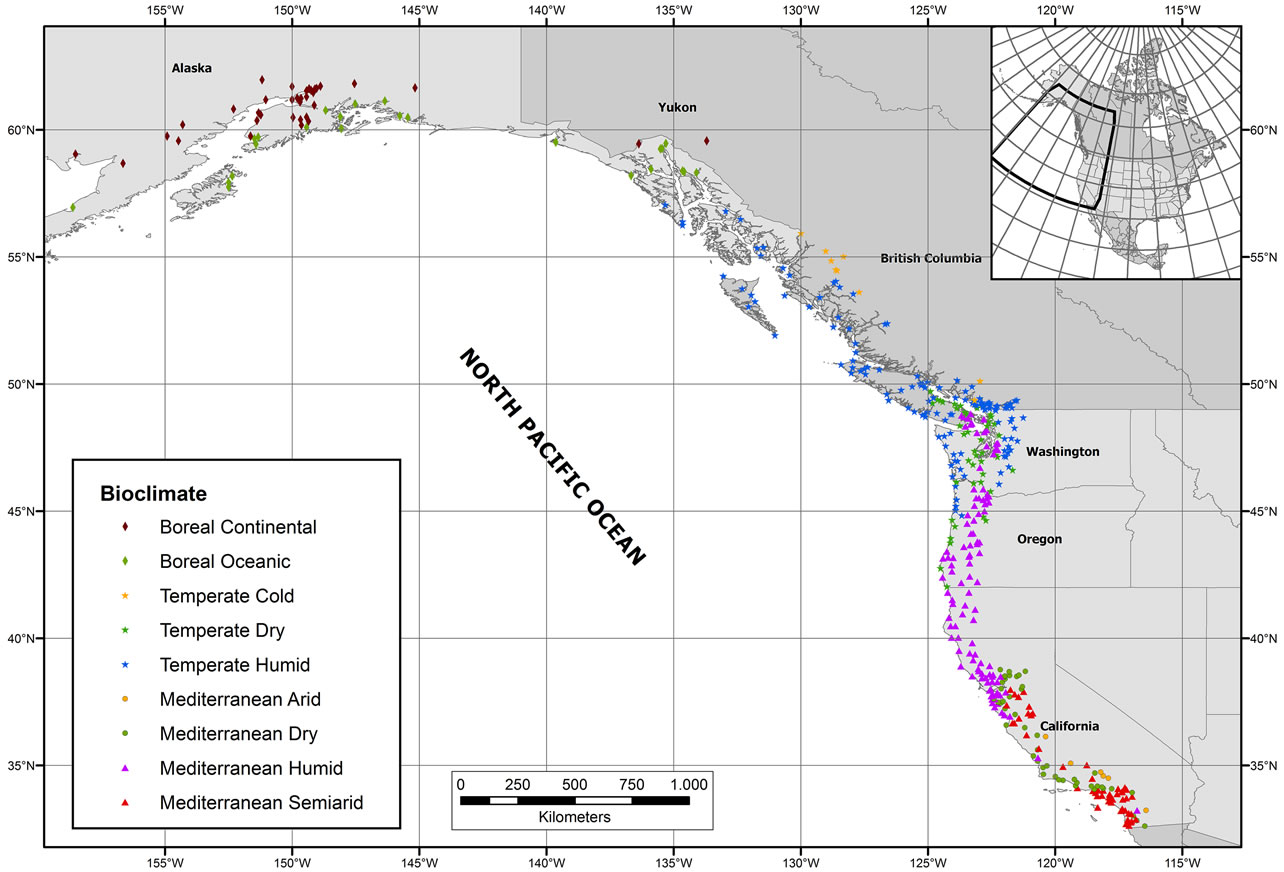 Bioclimate-Vegetation Interrelations along the Pacific Rim of North America