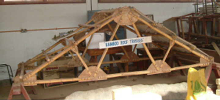 Bamboo Trusses with Low Cost and High Ductility Joints