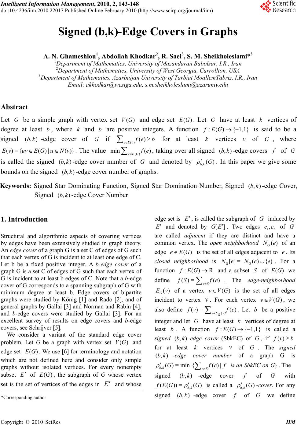 Signed (b,k)-Edge Covers in Graphs