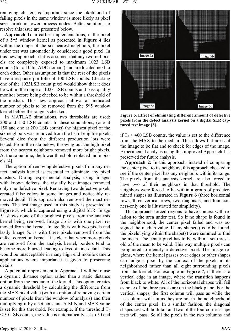 Algorithms for Masking Pixel Defects at Low Exposure Conditions for ...