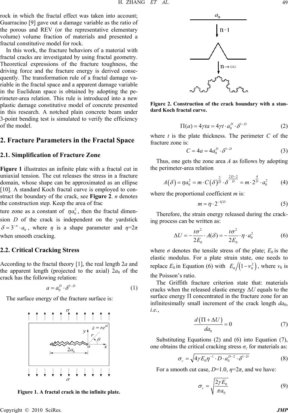 Fracture and Damage Behaviors of Concrete in the Fractal Space