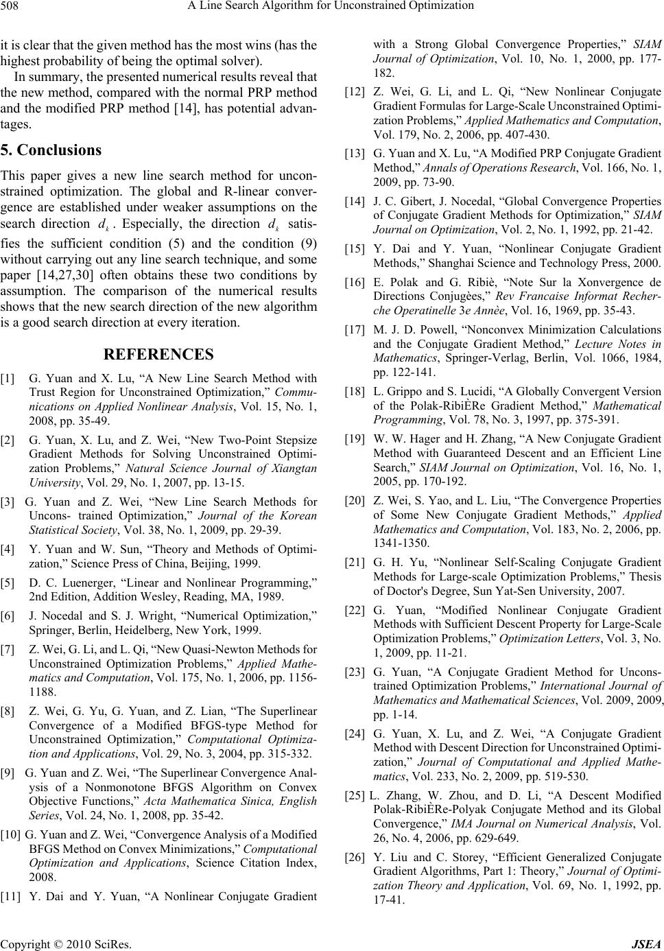 A Line Search Algorithm for Unconstrained Optimization