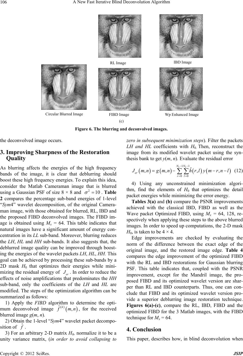A New Fast Iterative Blind Deconvolution Algorithm