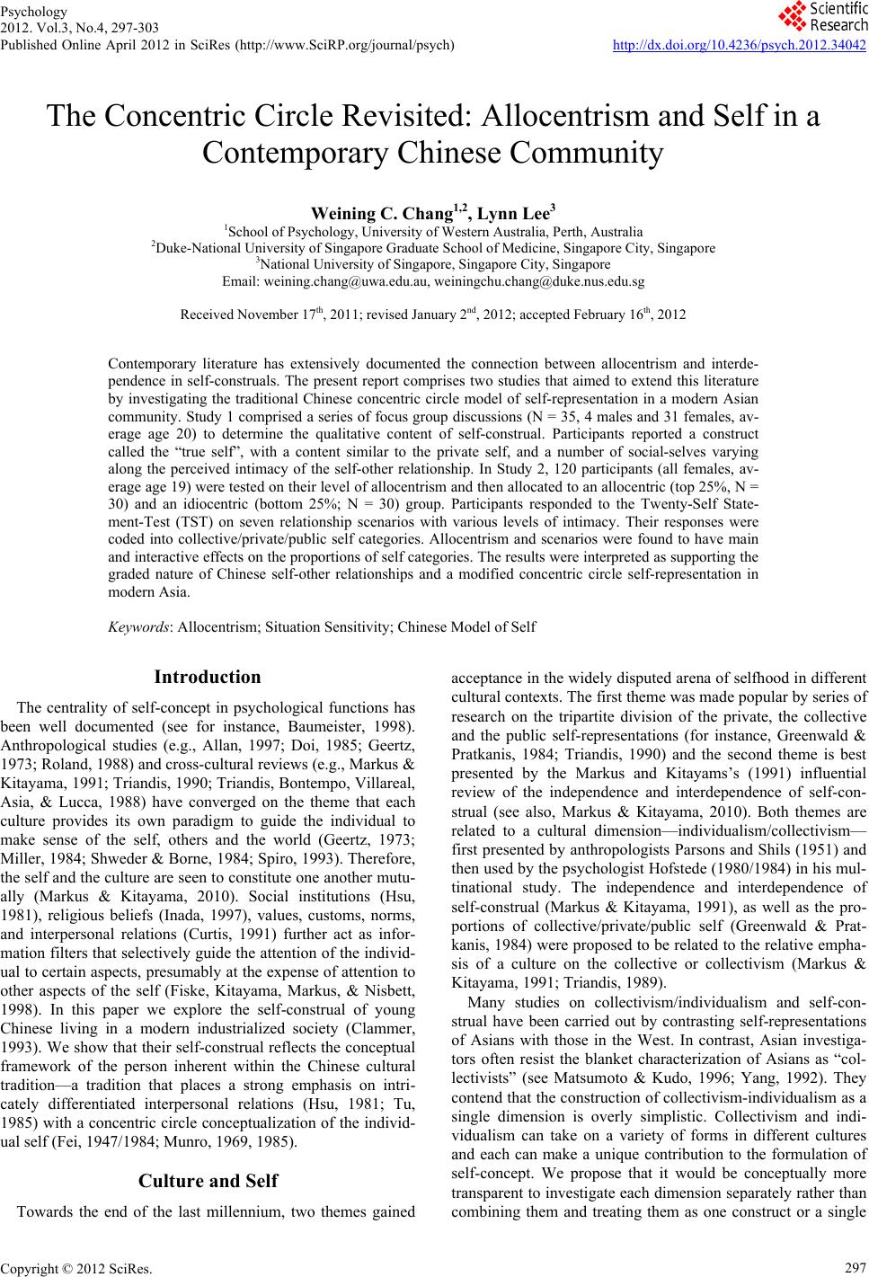 The Concentric Circle Revisited: Allocentrism and Self in a ...