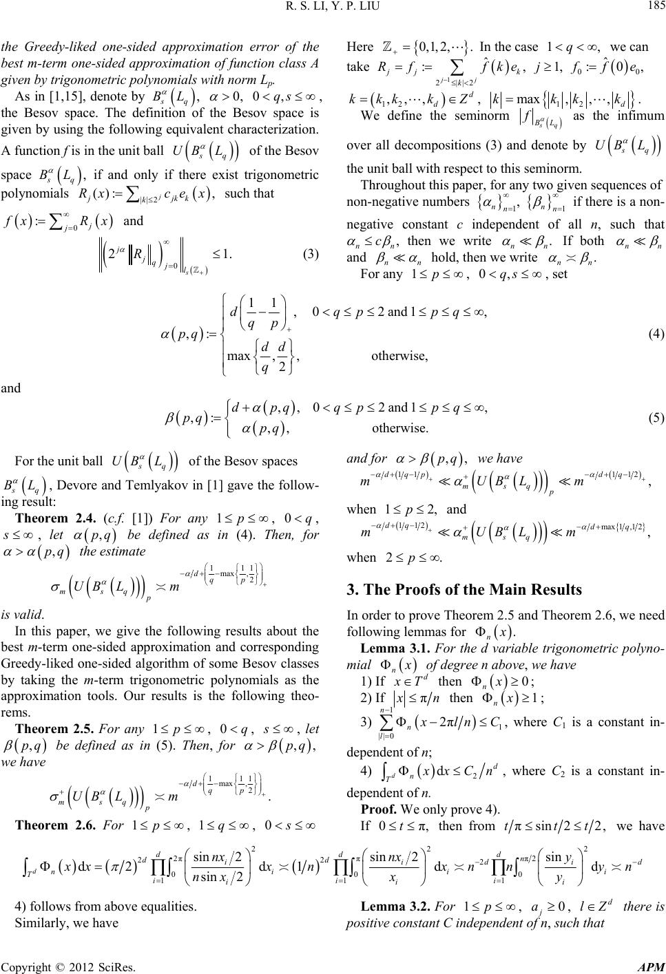 The Best m-Term One-Sided Approximation of Besov Classes by the ...