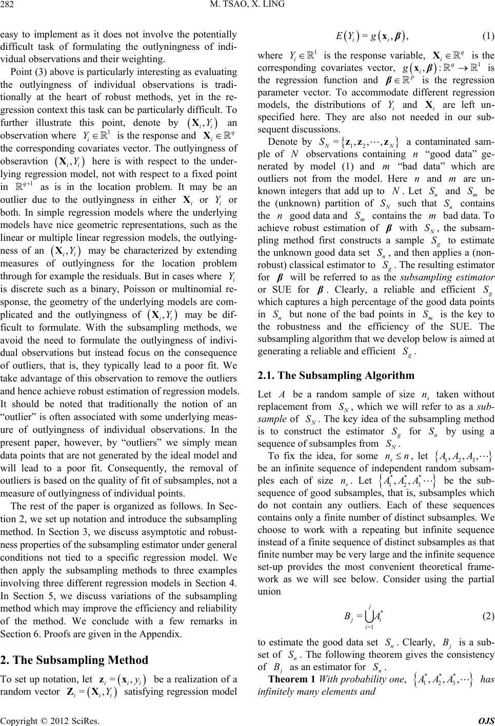 Subsampling Method for Robust Estimation of Regression Models