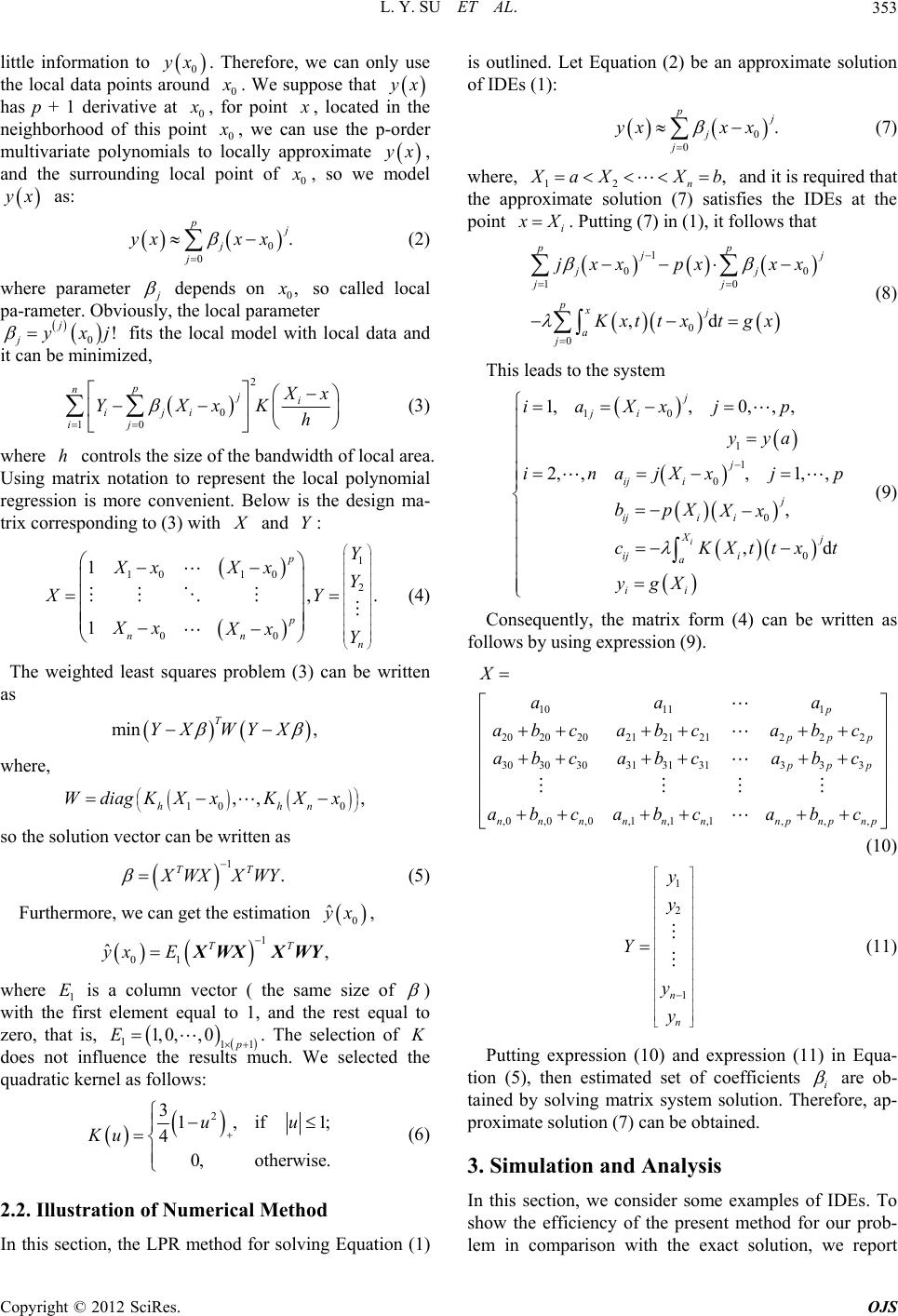 Numerical Solution of Integro-Differential Equations with Local Polynomial Regression