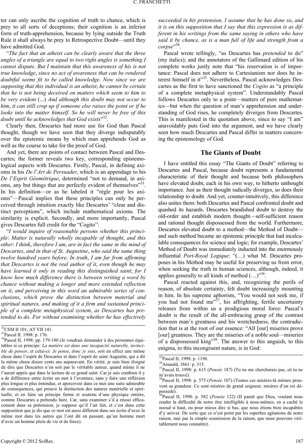 The Giants of Doubt: A Comparison between Epistemological Aspects of ...