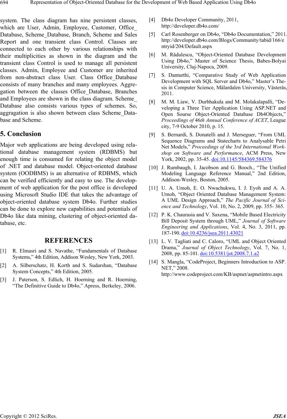 Representation of Object-Oriented Database for the Development of Web ...
