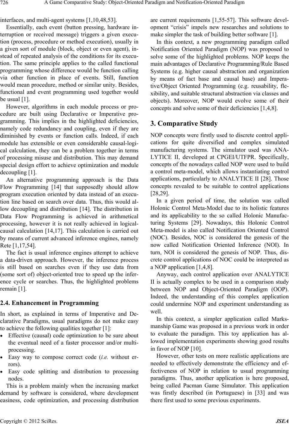 A Game Comparative Study: Object-Oriented Paradigm and Notification-Oriented Paradigm