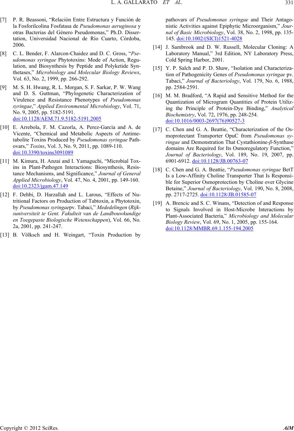 Choline Promotes Growth and Tabtoxin Production in a Pseudomonas ...