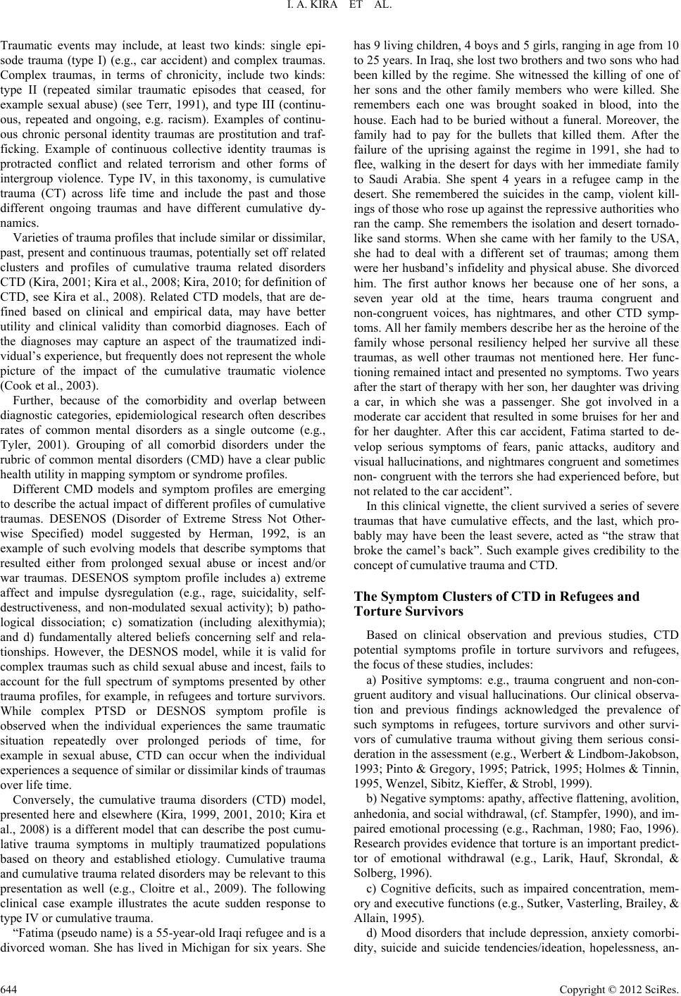 Cumulative Trauma Disorder Scale (CTD): Two Studies