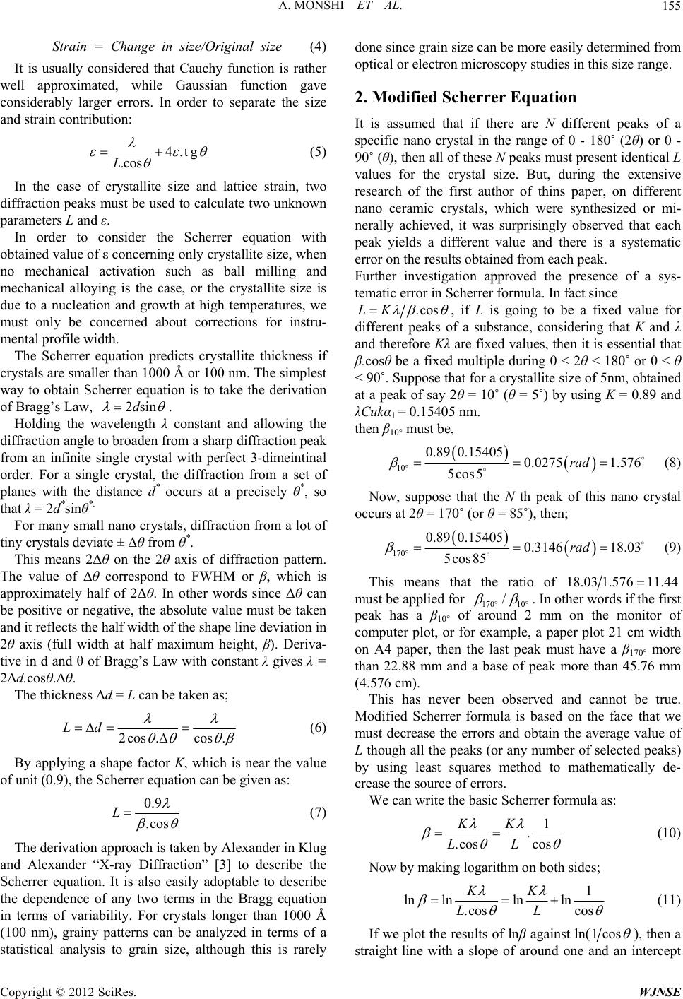 Modified Scherrer Equation to Estimate More Accurately Nano-Crystallite ...