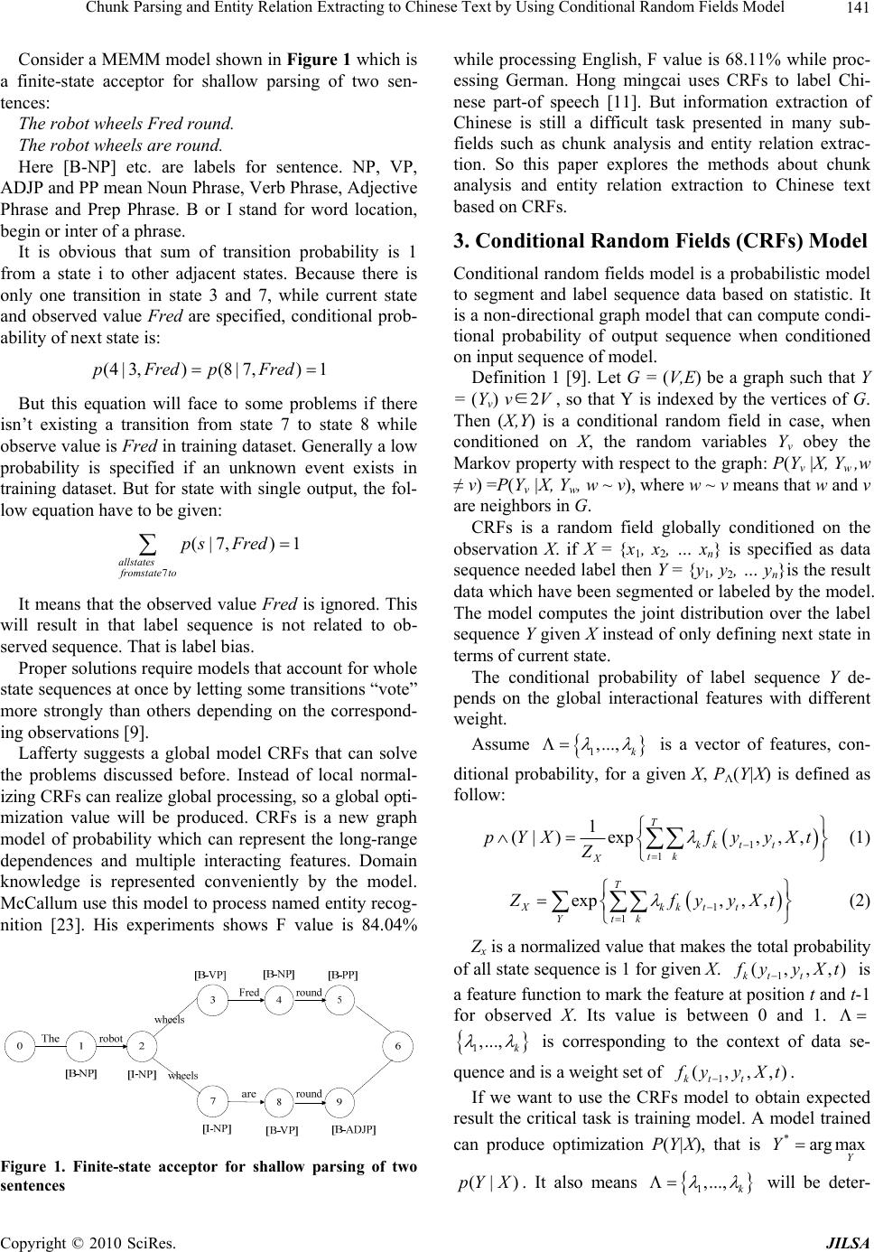 Chunk Parsing and Entity Relation Extracting to Chinese Text by Using Conditional Random Fields ...