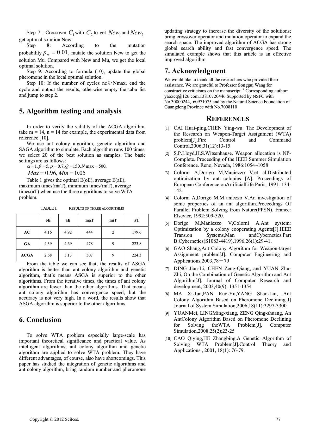 Acga Algorithm Of Solving Weapon Target Assignment Problem