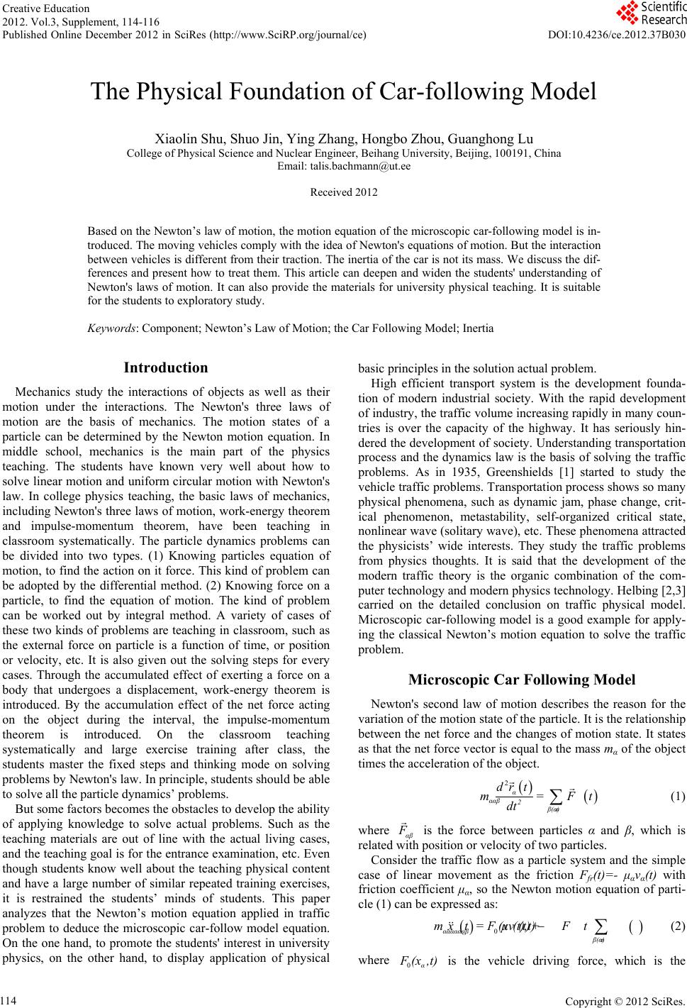 The Physical Foundation of Car-following Model