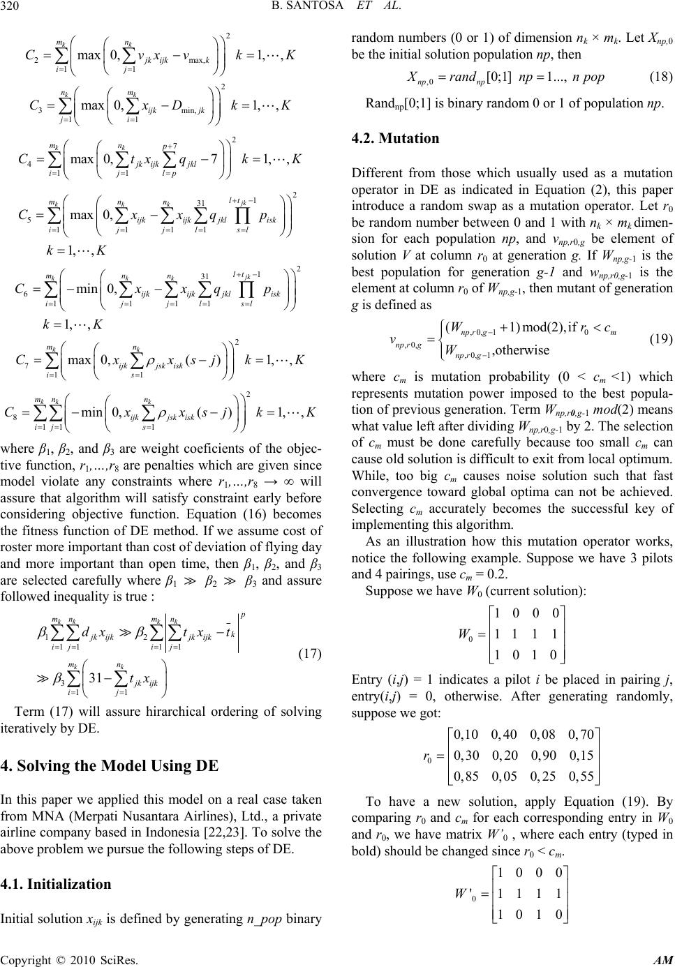 Using Differential Evolution Method to Solve Crew Rostering Problem
