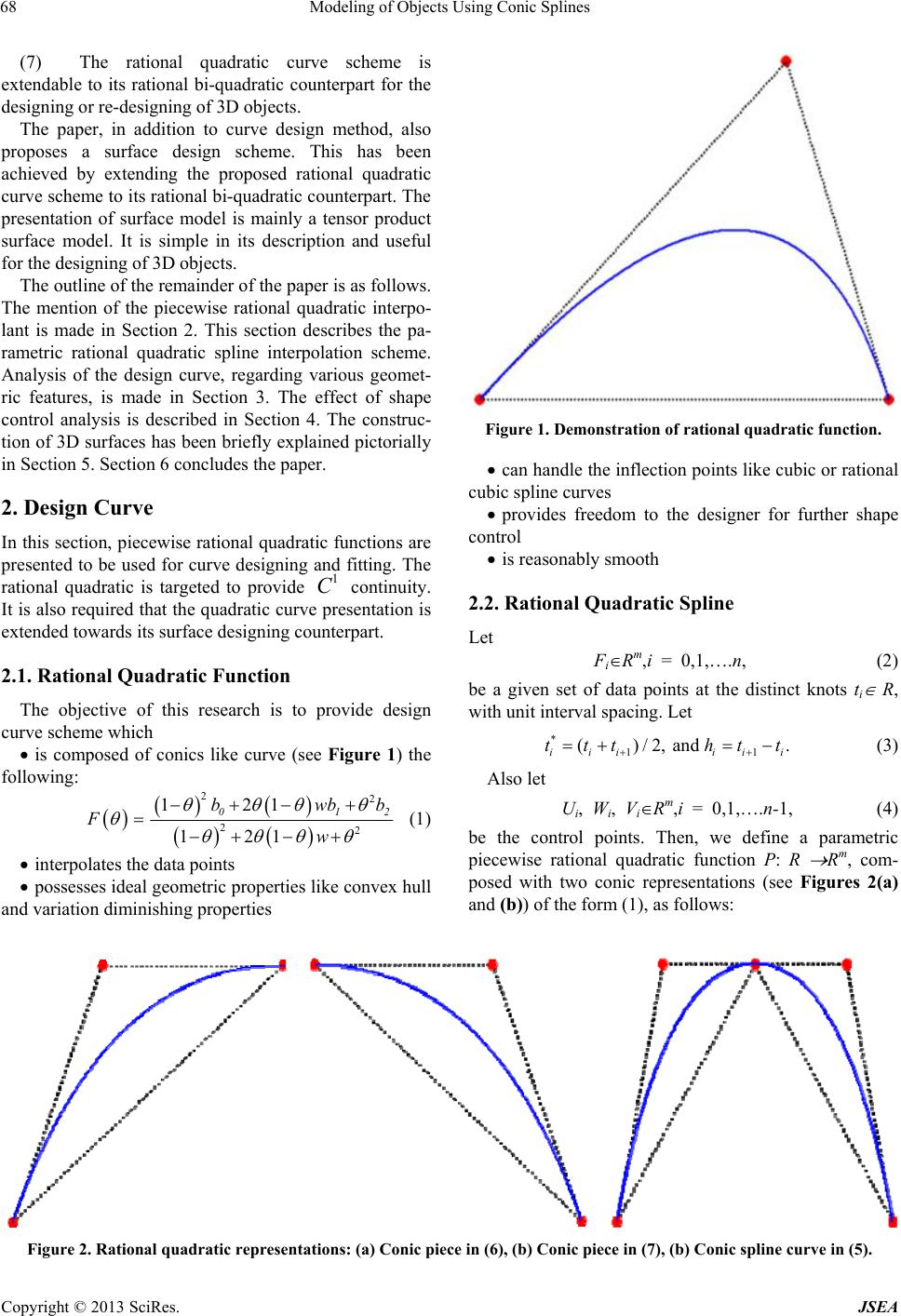 Modeling of Objects Using Conic Splines