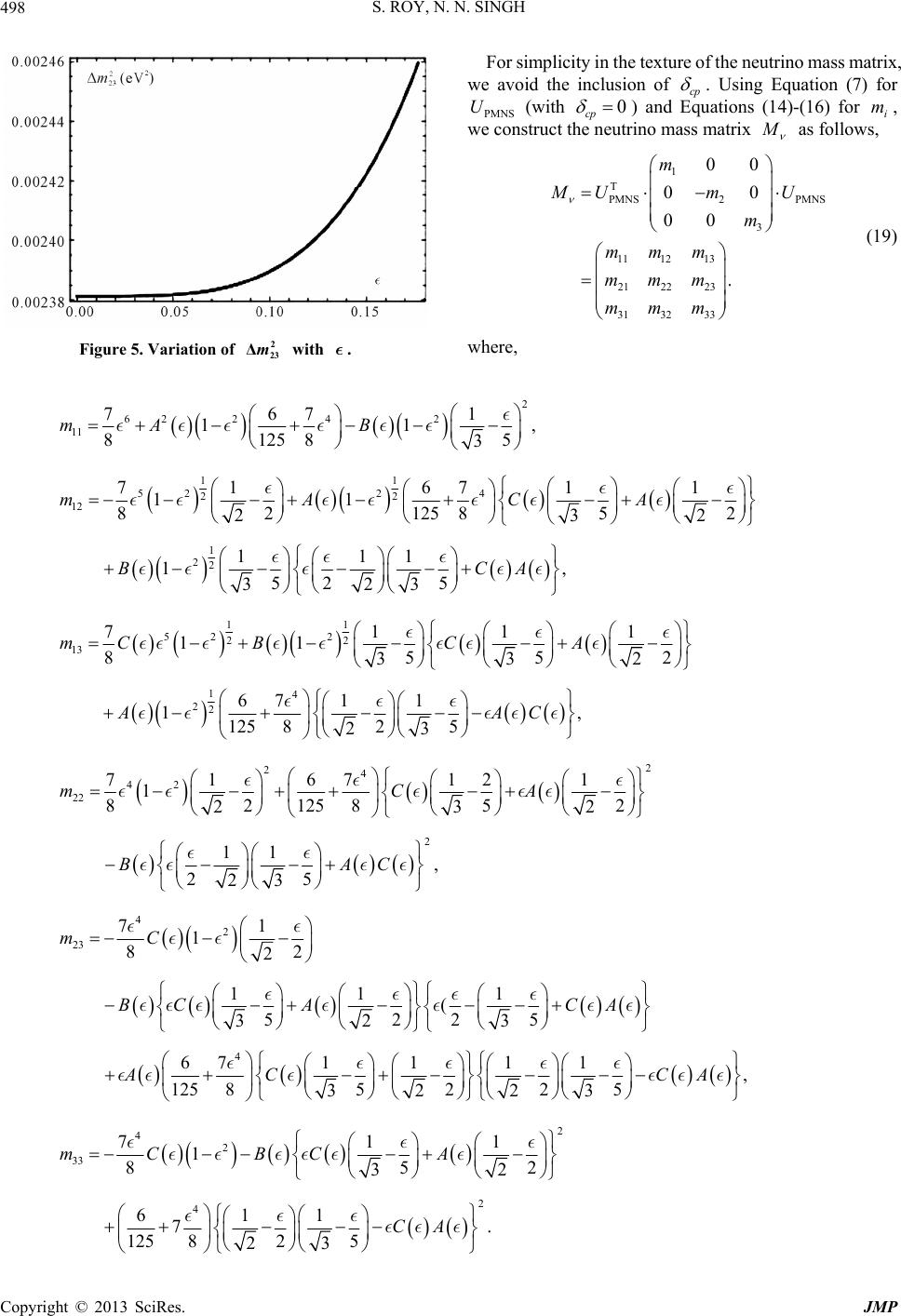 Expansion of U PMNS and Neutrino Mass Matrix M v in Terms of sin θ 13 ...