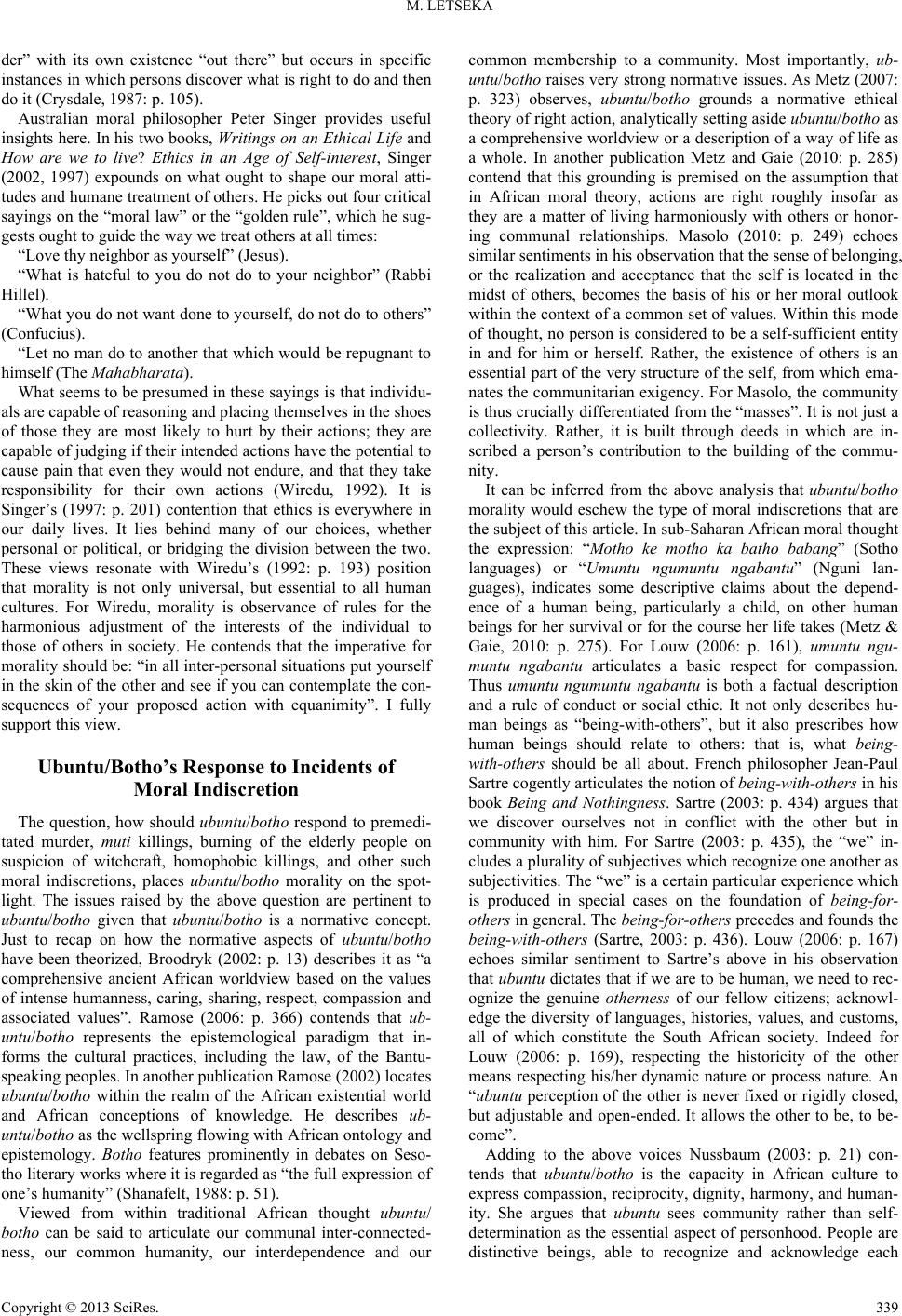 Educating for Ubuntu/Botho : Lessons from Basotho Indigenous Education