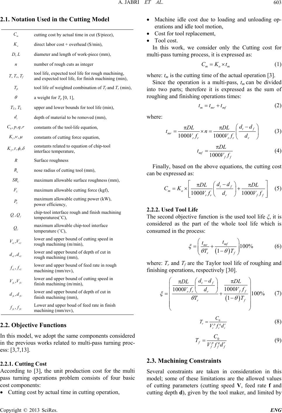 Multi-Objective Optimization Using Genetic Algorithms of Multi-Pass Turning Process