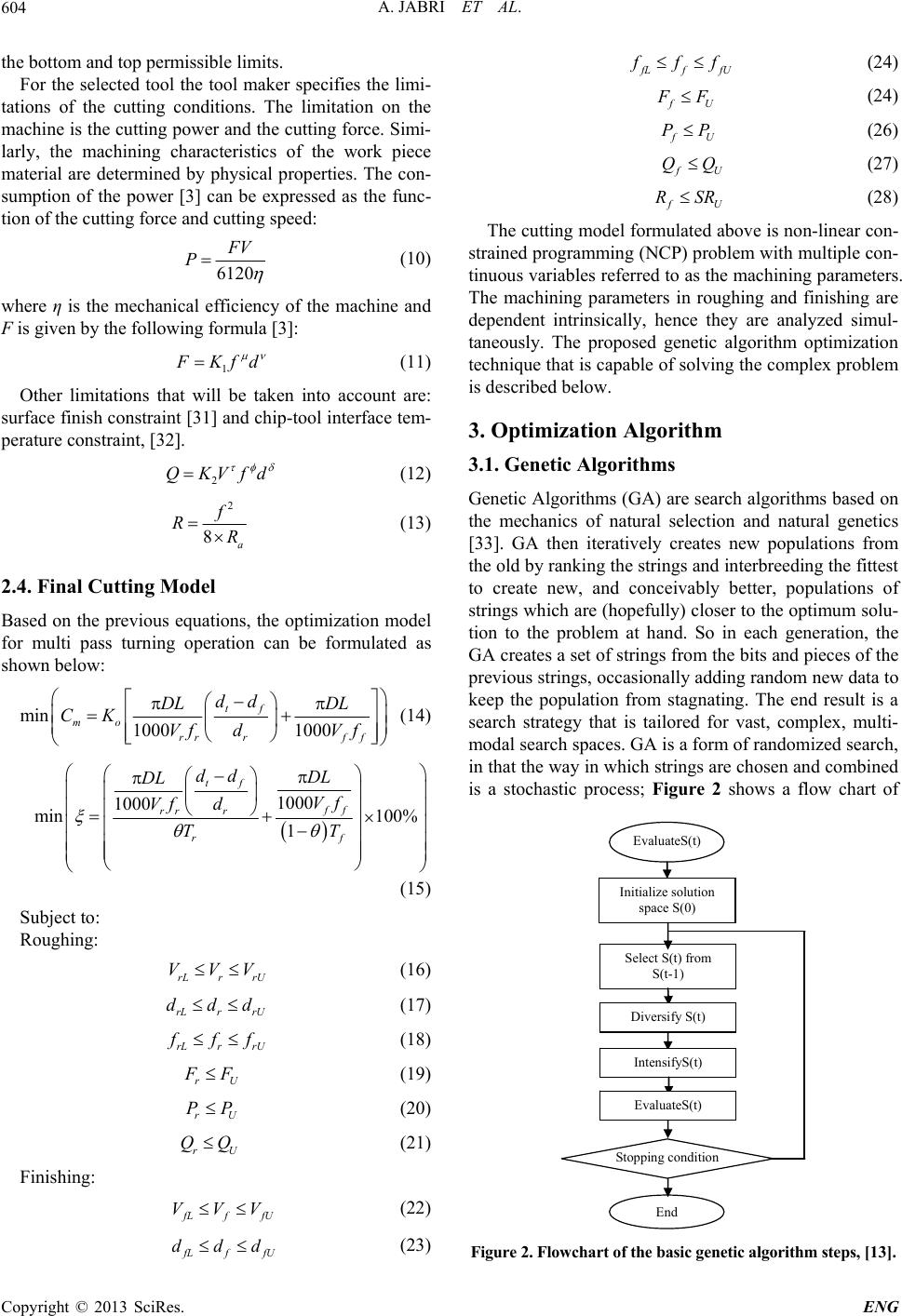Multi Objective Optimization Using Genetic Algorithms Of Multi Pass Turning Process