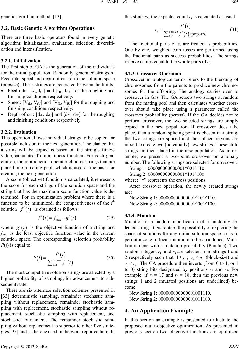 Multi-Objective Optimization Using Genetic Algorithms of Multi-Pass Turning Process