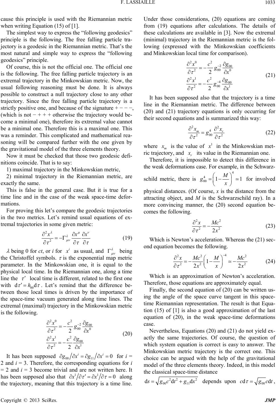 Gravitational Model of the Three Elements Theory: Mathematical Explanations