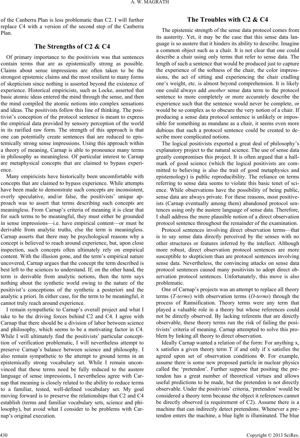 Carnap Ponders Canberra: Creating a Theory of Meaning Based on Carnap’s ...