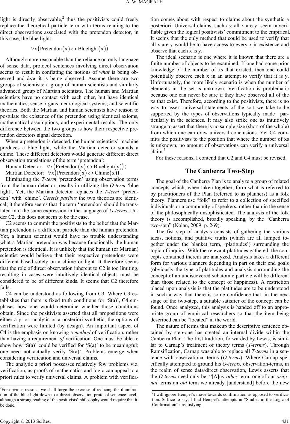 Carnap Ponders Canberra: Creating a Theory of Meaning Based on Carnap’s ...