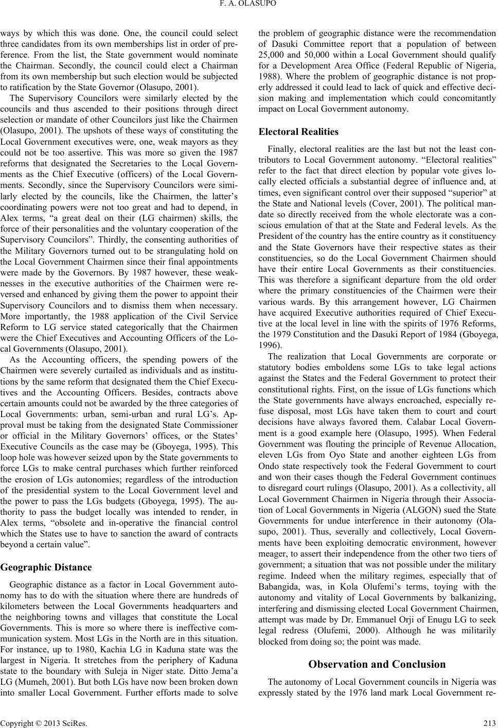 The Scope and Future of Local Government Autonomy in Nigeria