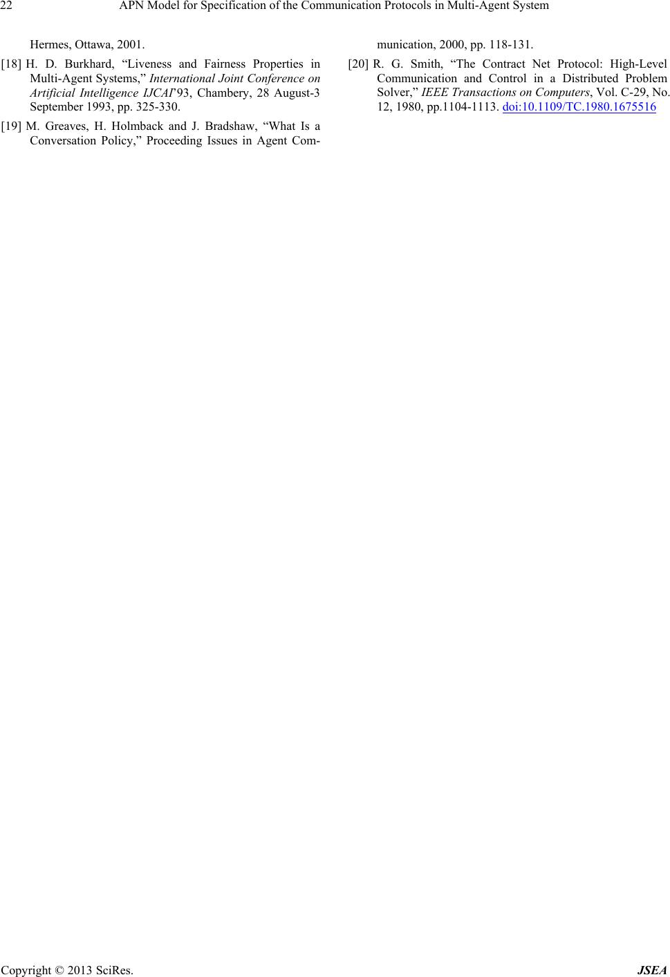 APN Model for Specification of the Communication Protocols in Multi-Agent System