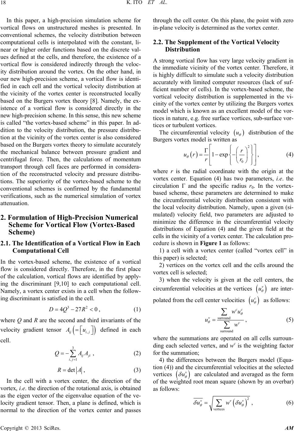 High-Precision Numerical Scheme for Vortical Flow