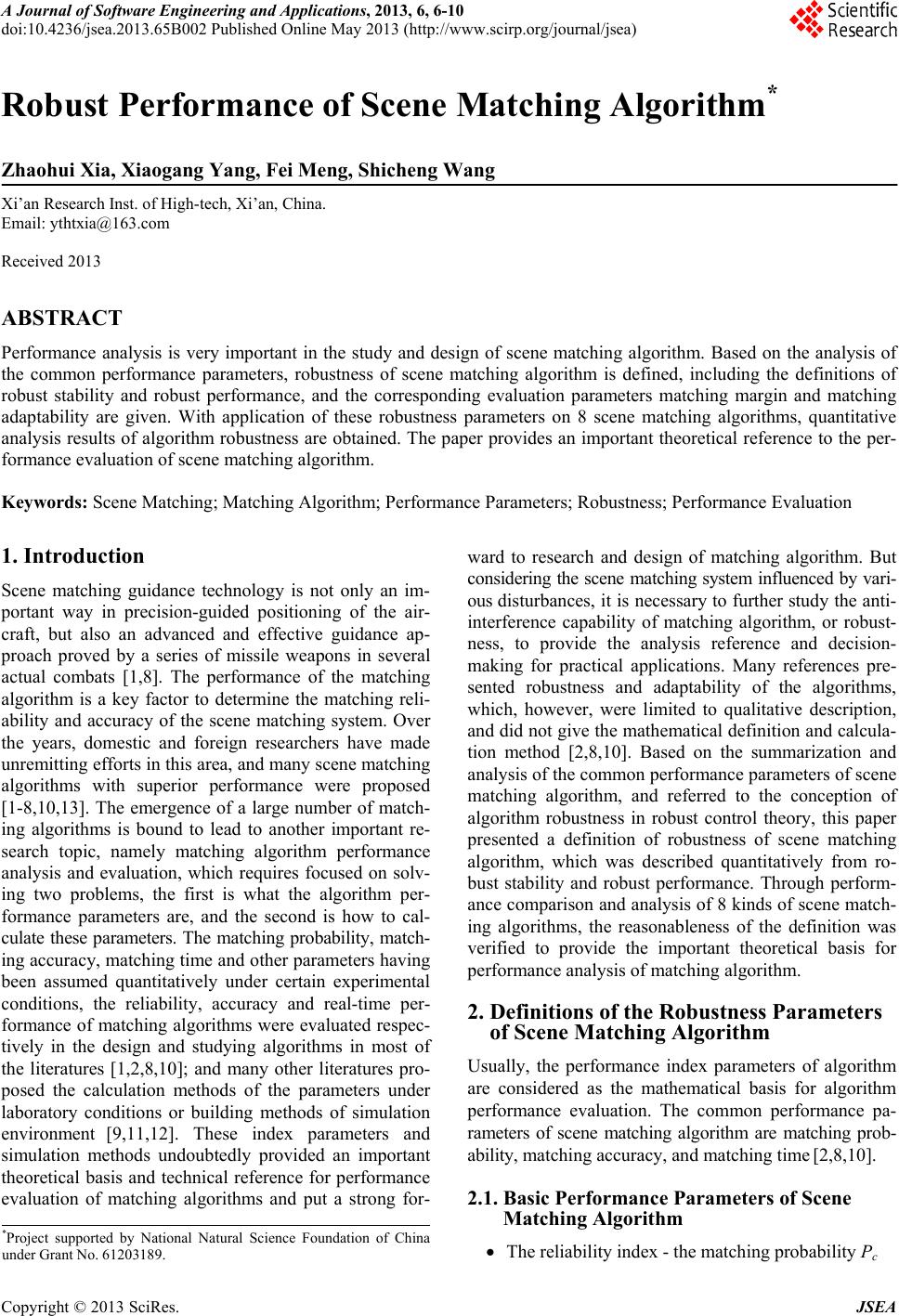 Robust Performance Of Scene Matching Algorithm