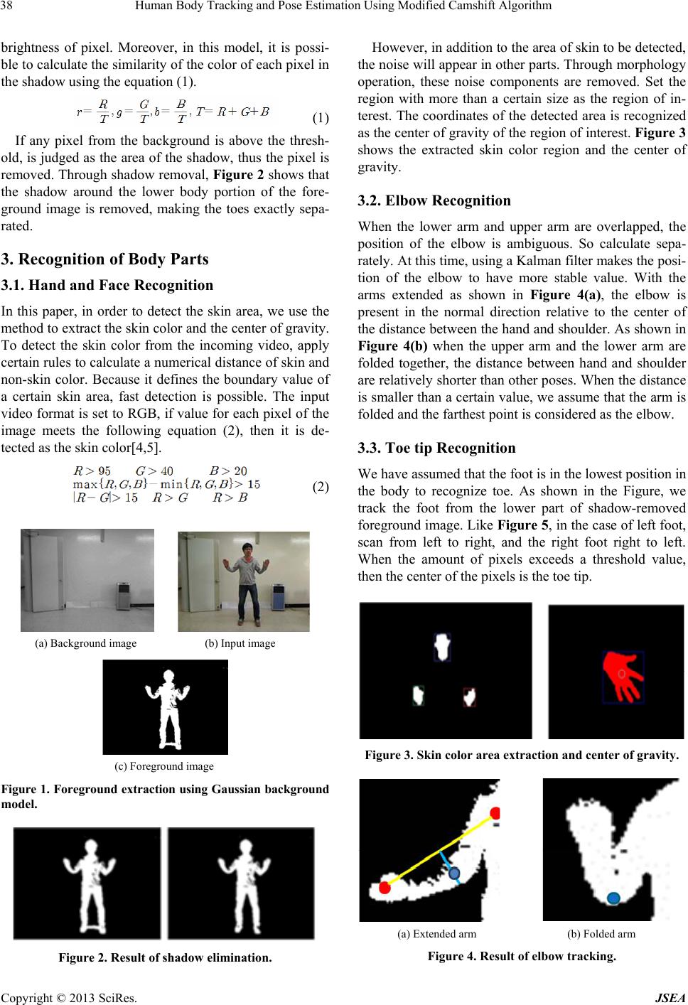 Human Body Tracking and Pose Estimation Using Modified Camshift Algorithm
