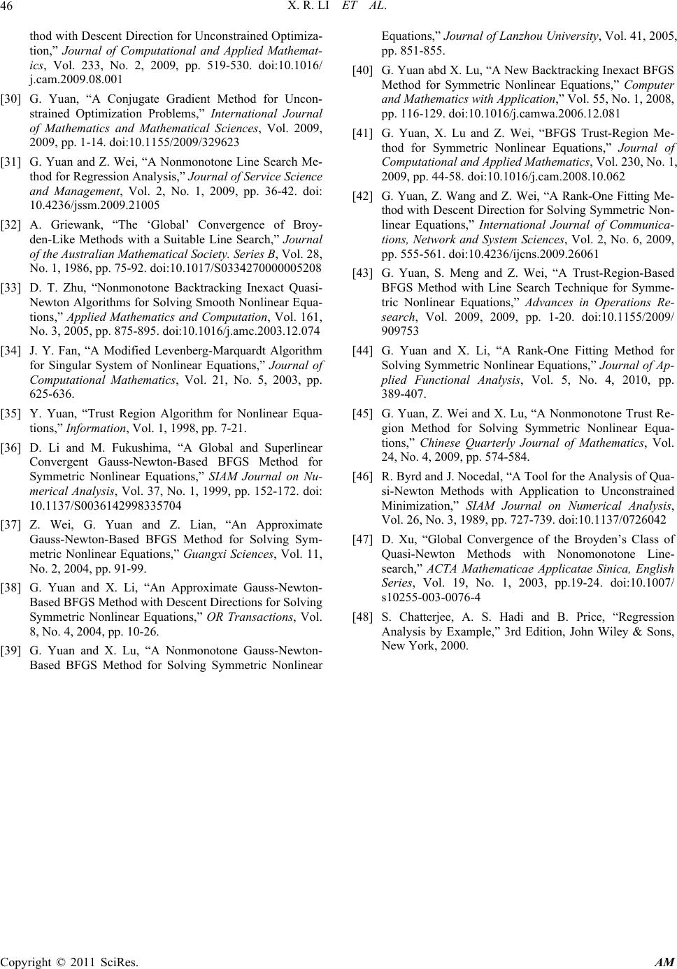 A Gauss-Newton-Based Broyden’s Class Algorithm for Parameters of Regression Analysis