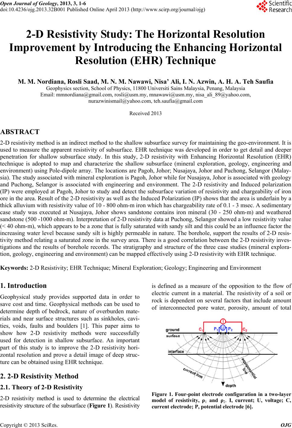 2-D Resistivity Study: The Horizontal Resolution Improvement by ...