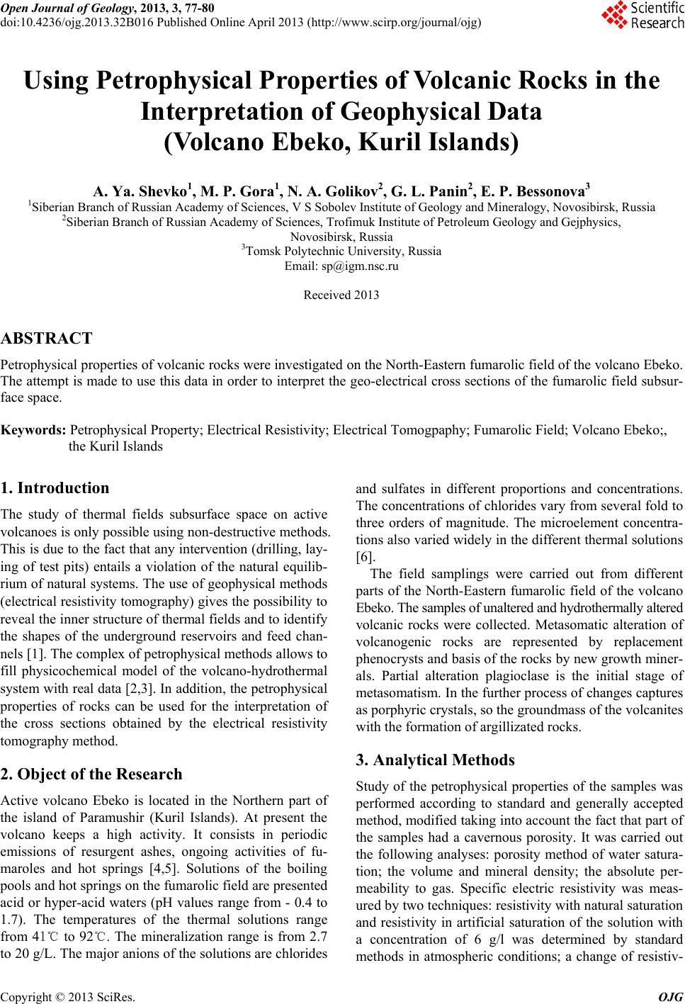 Using Petrophysical Properties of Volcanic Rocks in the Interpretation ...