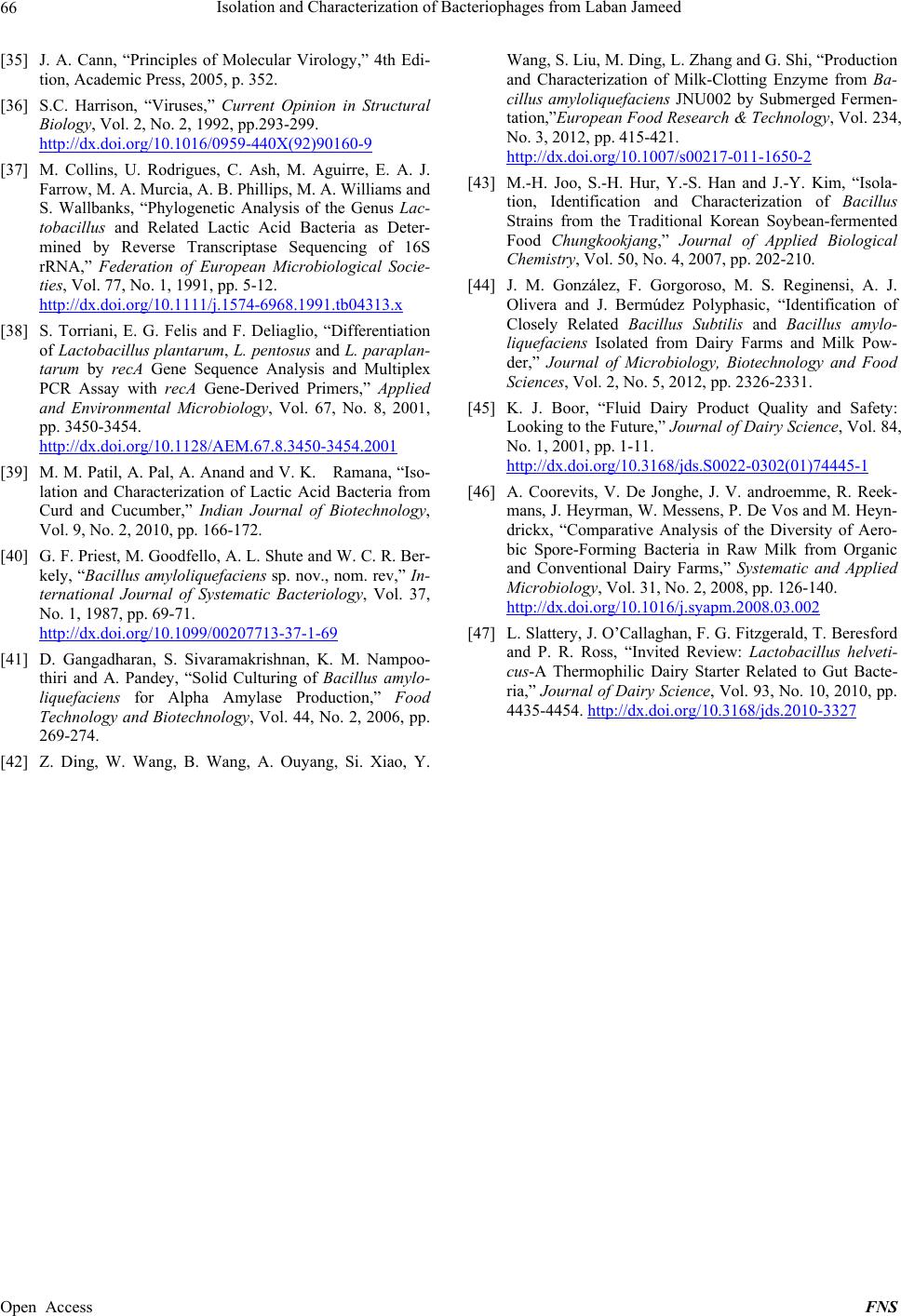Isolation and Characterization of Bacteriophages from Laban Jameed