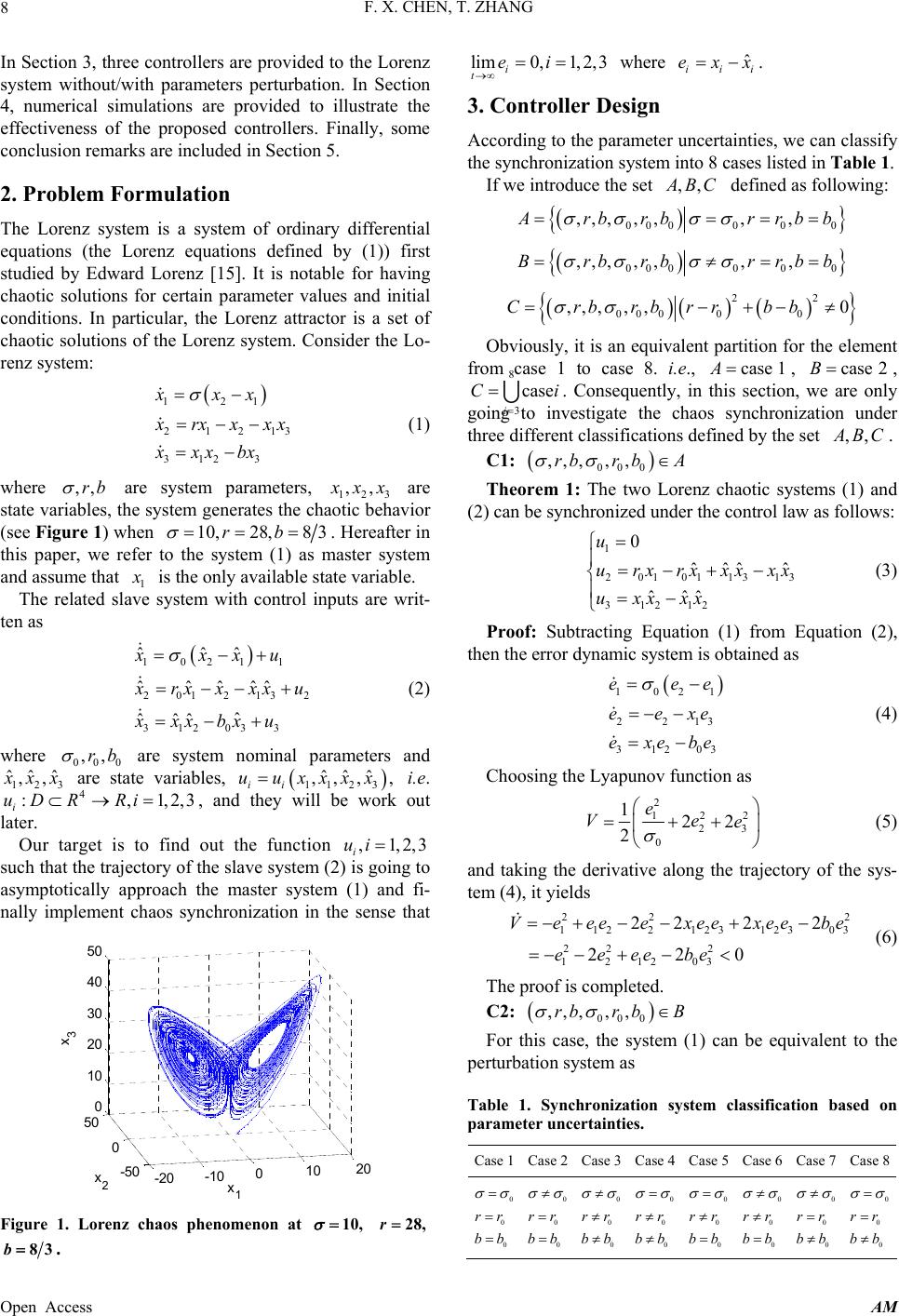 Chaos Synchronization of Uncertain Lorenz System via Single State Variable Feedback
