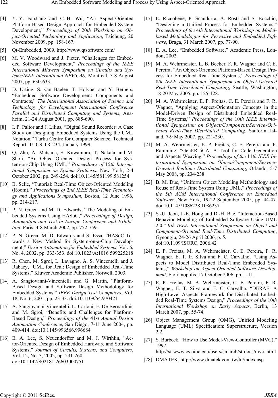 An Embedded Software Modeling and Process by Using Aspect-Oriented Approach