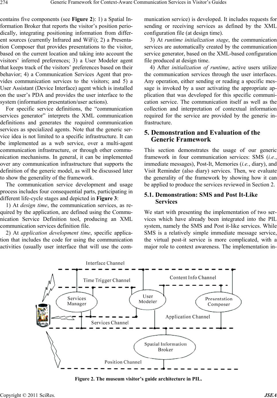Generic Framework for Context-Aware Communication Services in Visitor’s Guides