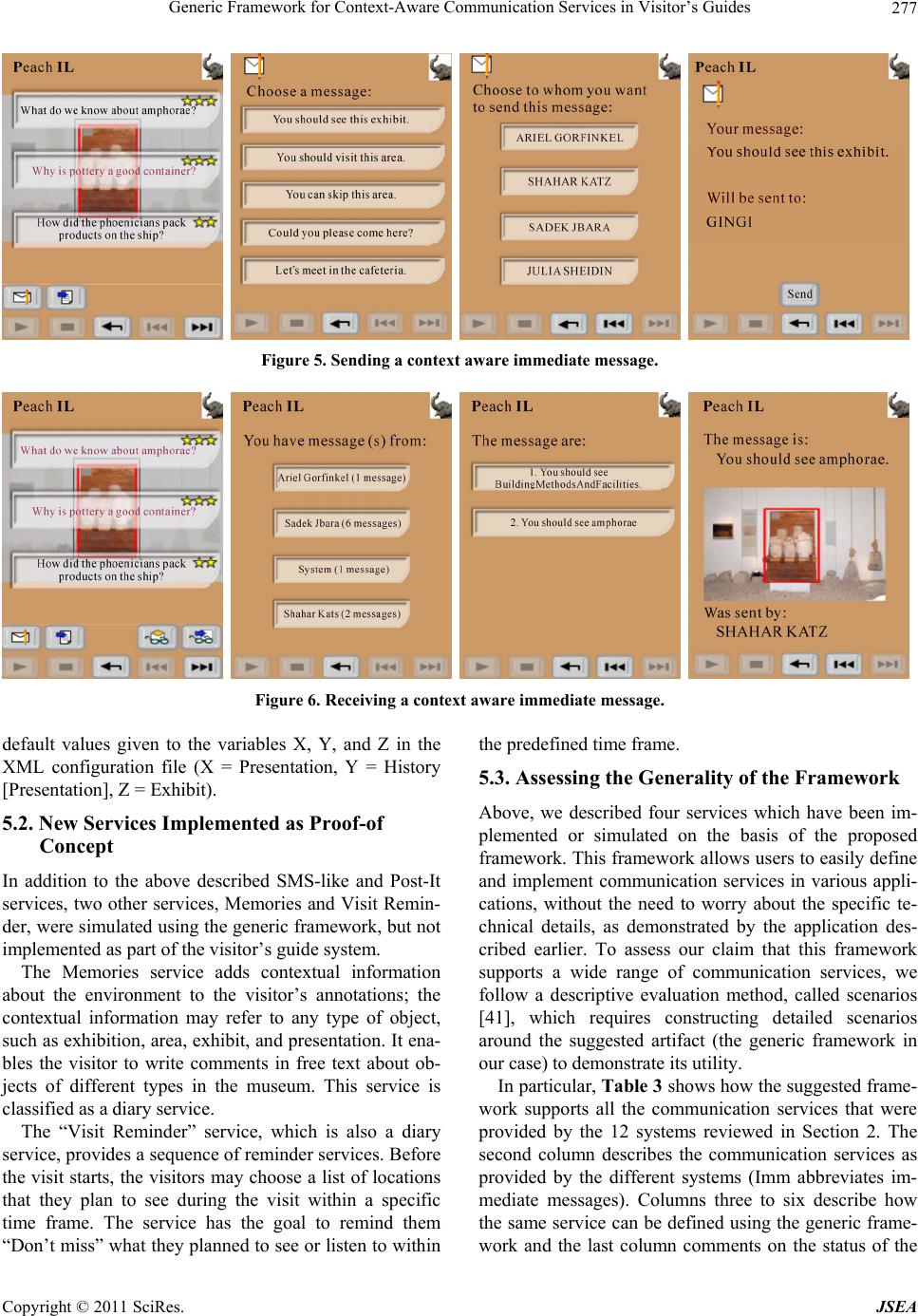 Generic Framework for Context-Aware Communication Services in Visitor’s Guides