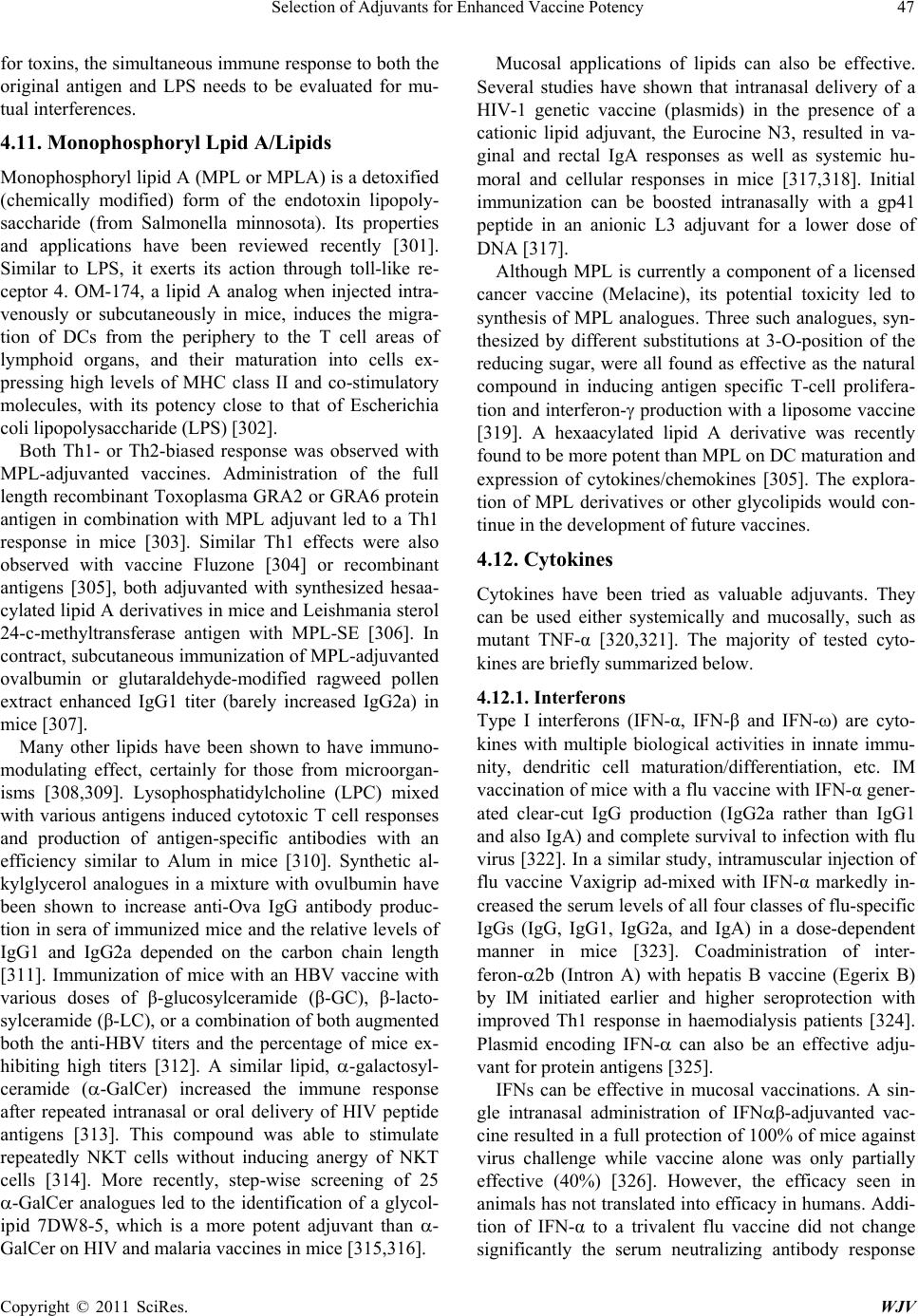 Selection of Adjuvants for Enhanced Vaccine Potency