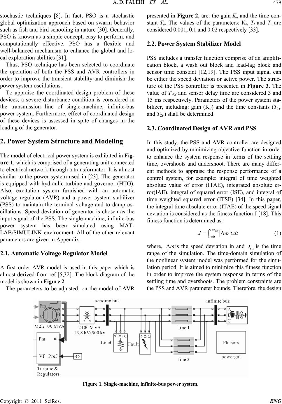 Transient Stability Analysis of Power System by Coordinated PSS-AVR Design Based on PSO Technique