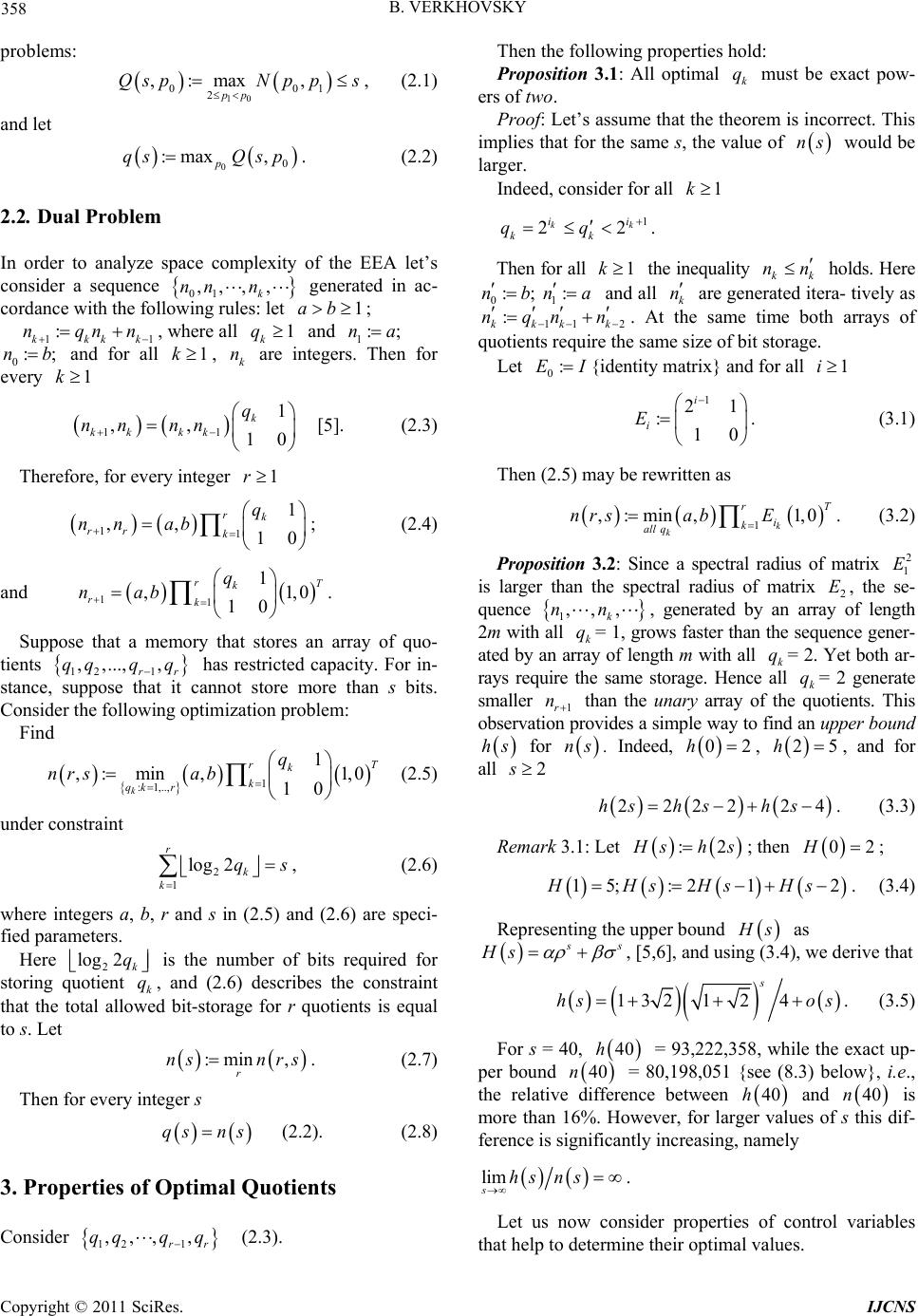 Space Complexity of Algorithm for Modular Multiplicative Inverse