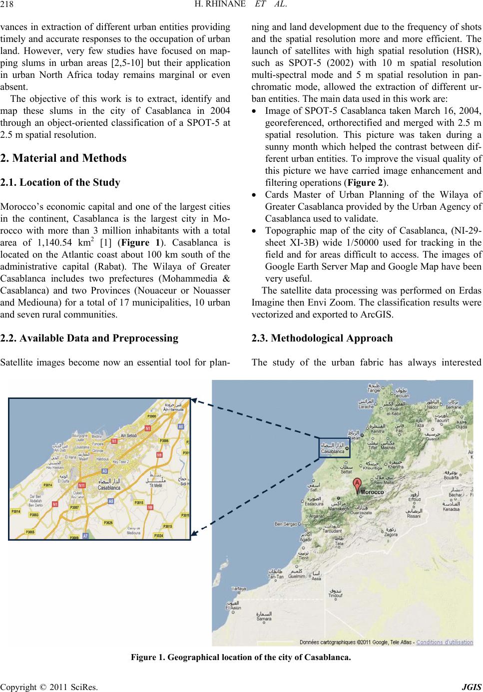 Detecting Slums from SPOT Data in Casablanca Morocco Using an Object ...