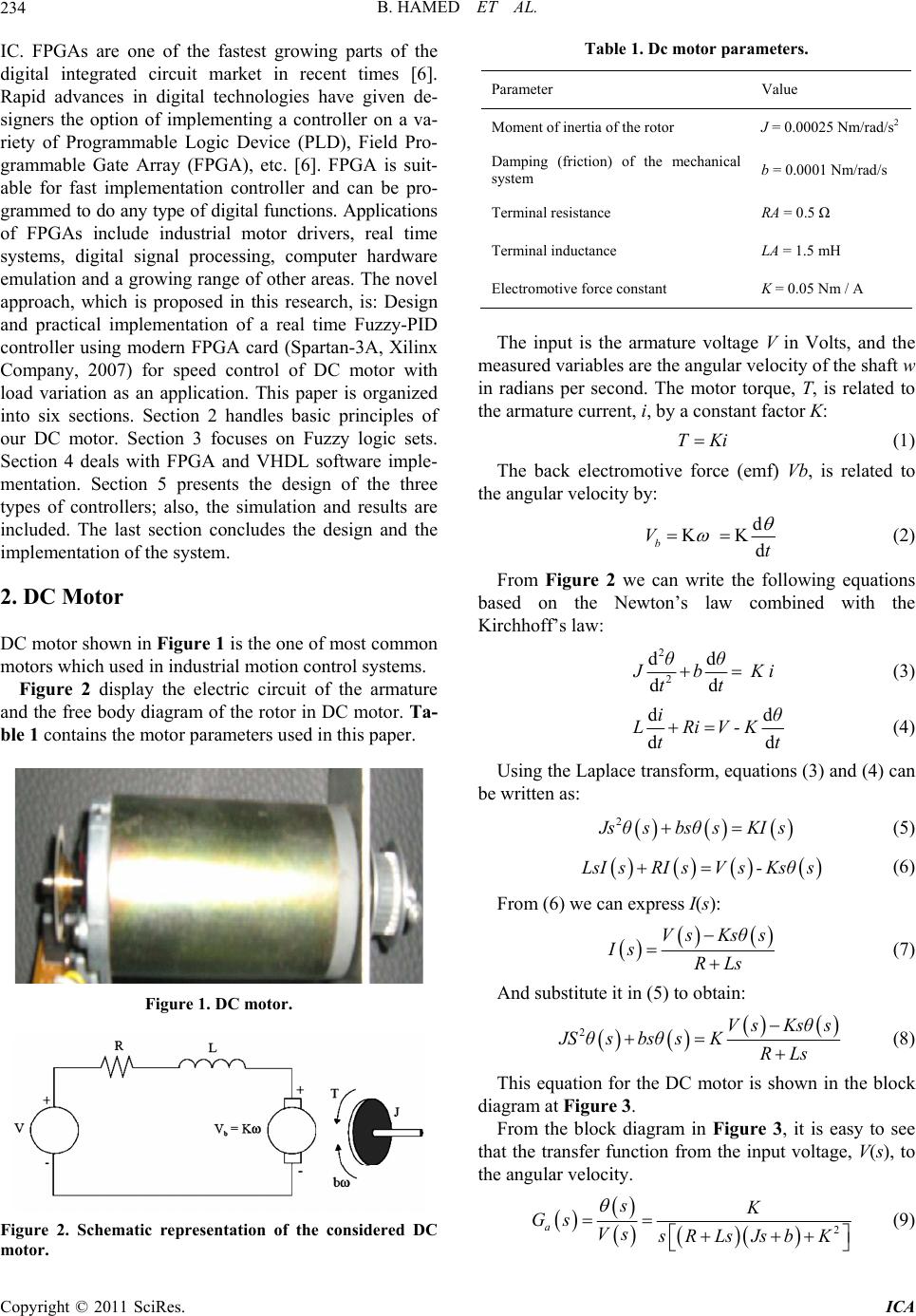 Fuzzy PID Controllers Using FPGA Technique for Real Time DC Motor Speed Control